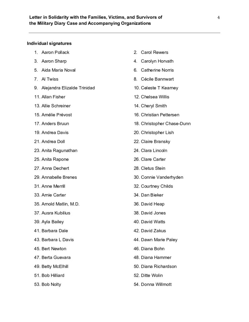 Solidarity with the Families, Victims, and Survivors of the Military ...