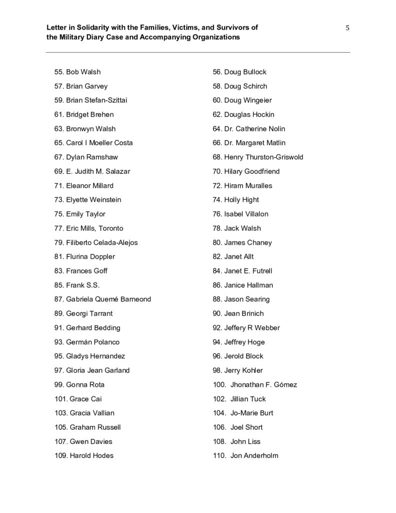 Solidarity with the Families, Victims, and Survivors of the Military ...